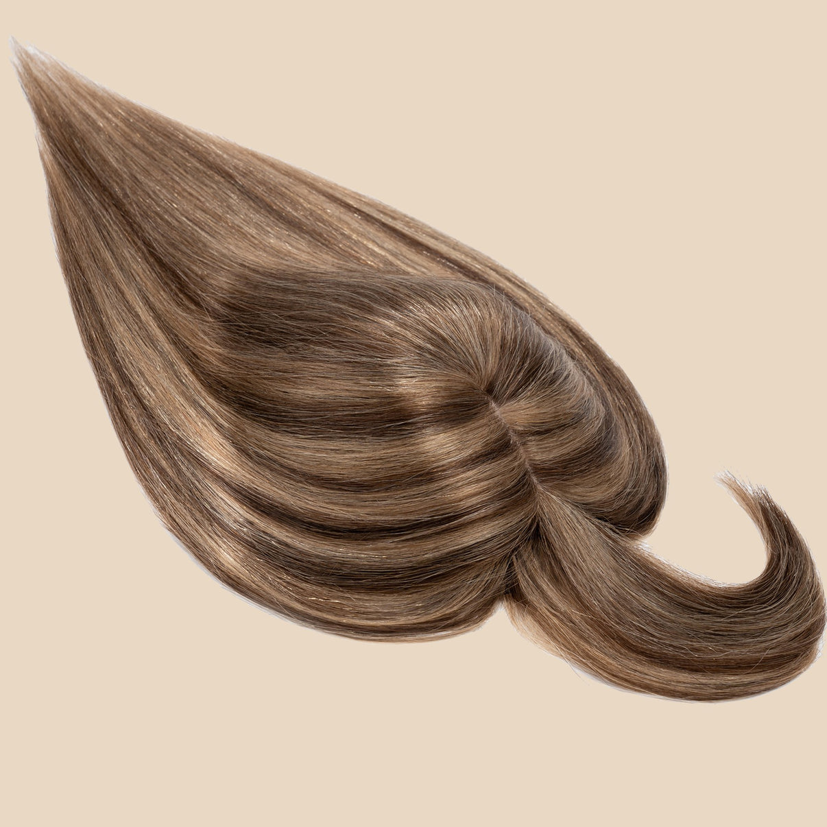 3x5" Bionic Scalp Top Medium Brown Honey Blonde Highlight Human Hair T ...