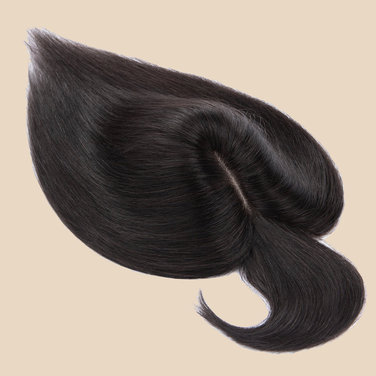 3x5" Bionic Scalp Top Natural Black Human Hair Topper with Bangs ...